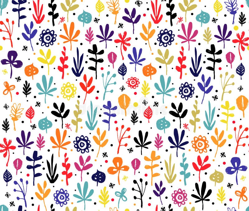 Seamless Trendy Pattern with Small Multicolor Leaves, Autumn Background ...