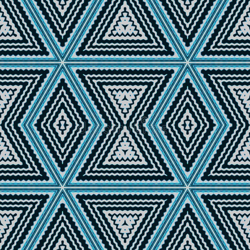 Seamless Triangle and Diamond Pattern Turquoise Blue Black White Stock ...