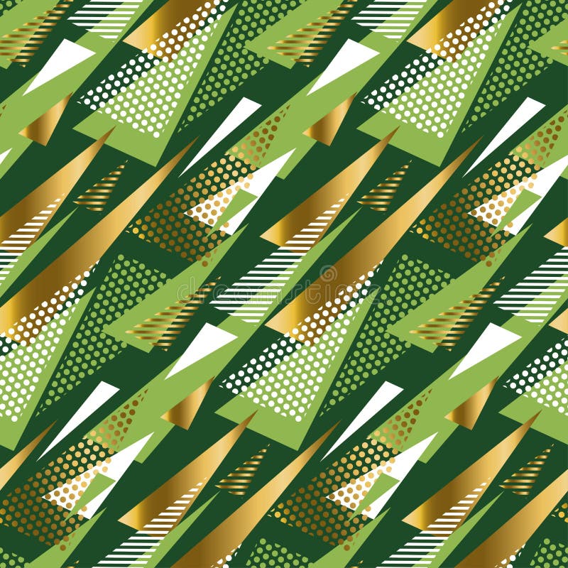 Seamless Triangle Green and Gold Luxury Pattern Stock Vector ...