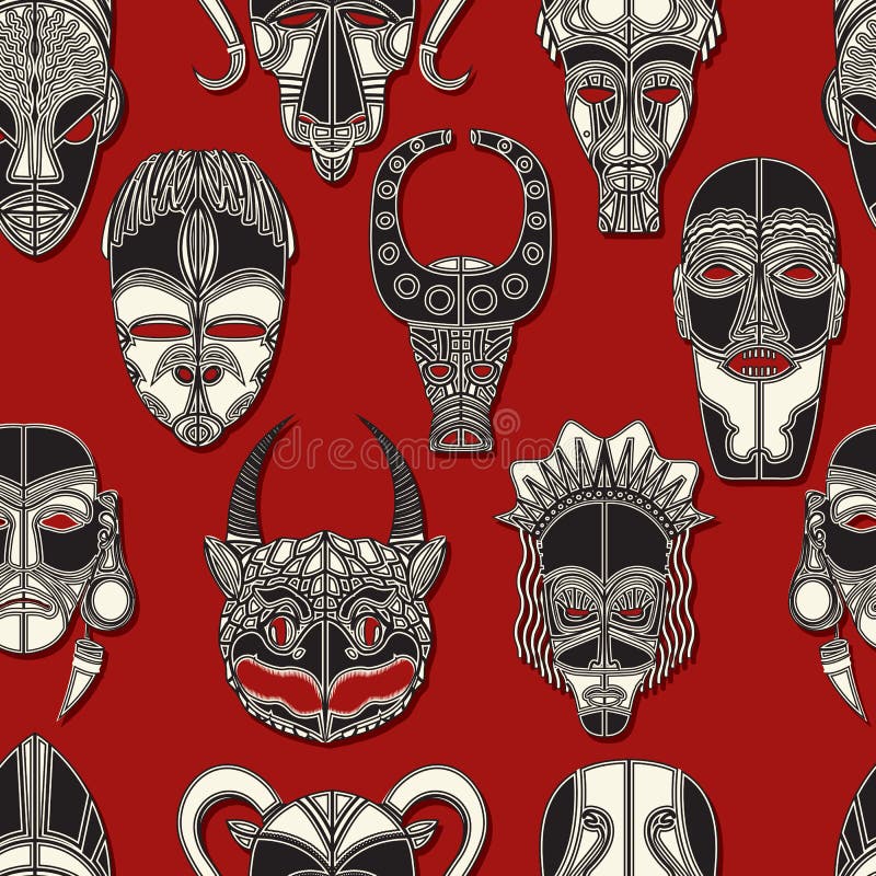 Seamless tribal mask stock vector. Illustration of african - 77881466