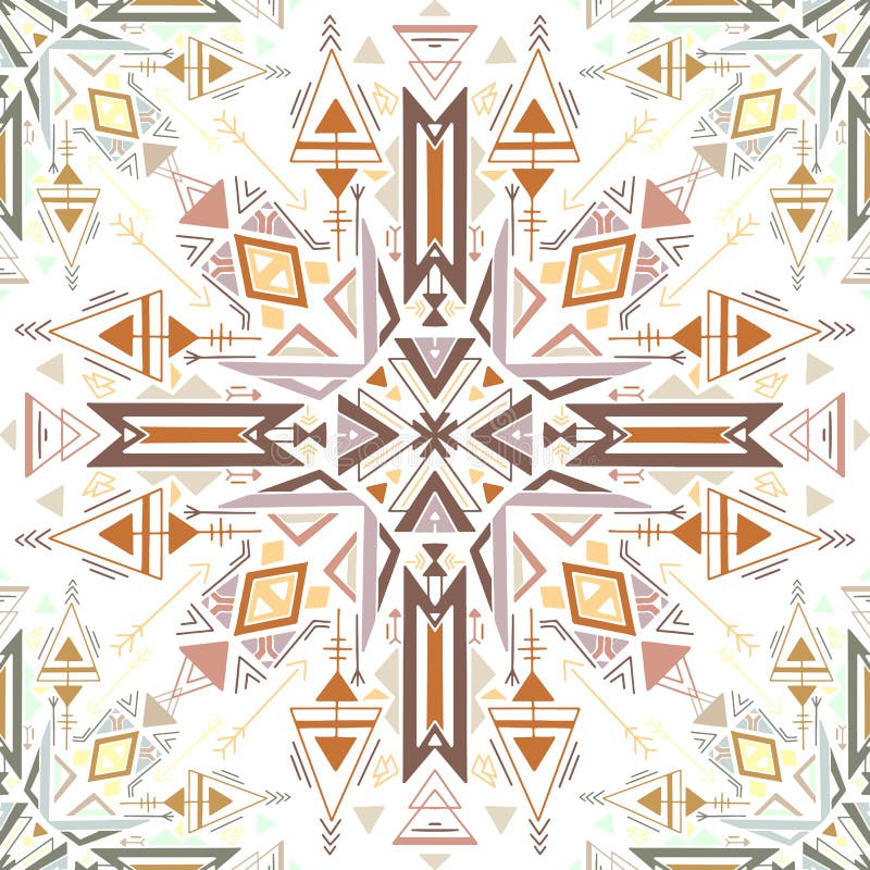 Seamless Tribal Native Texture. Flat Colorful Tracery Drawing on a ...