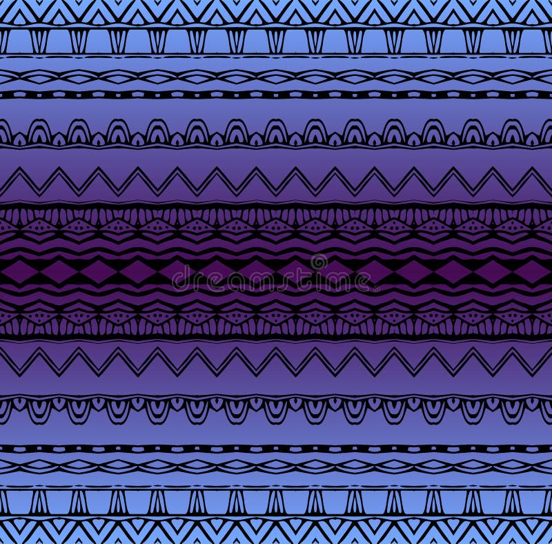 Seamless Tribal Pattern with Black Ornament on Gradient Background ...