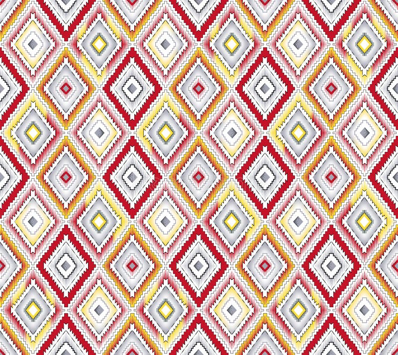 Seamless Tribal Pattern Design on White Background Stock Illustration ...