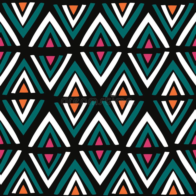 Seamless Tribal Pattern with Hand Drawn Triangles. Ethnic Pattern ...