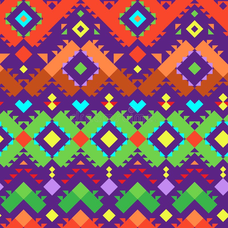 Colorful Seamless Vector Tribal Pattern Stock Vector - Illustration of ...