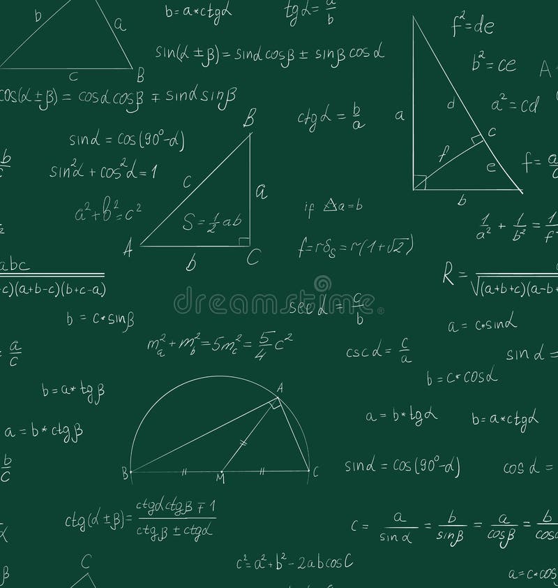Seamless Trigonometry Pattern on Green Stock Vector - Illustration of ...