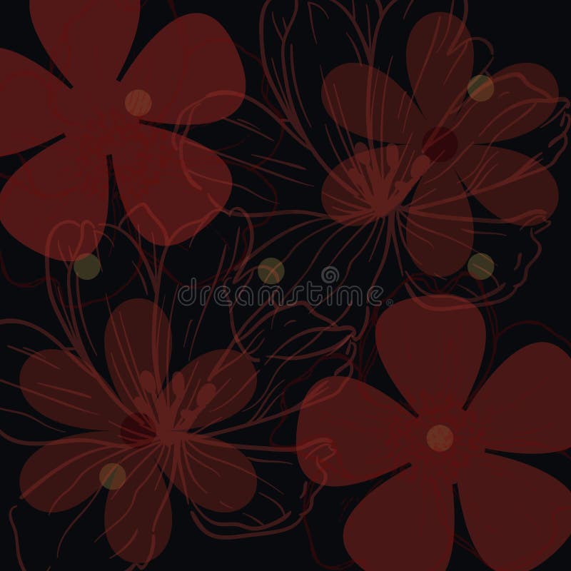 Seamless Tropical Dark Red 70 S Groovy Stock Illustration ...