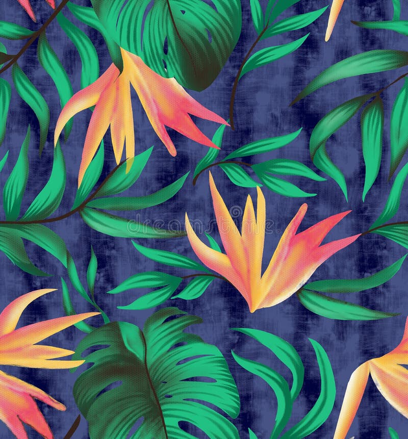 Seamless Tropical Floral Pattern Fabric Textile Printing Wallpapers