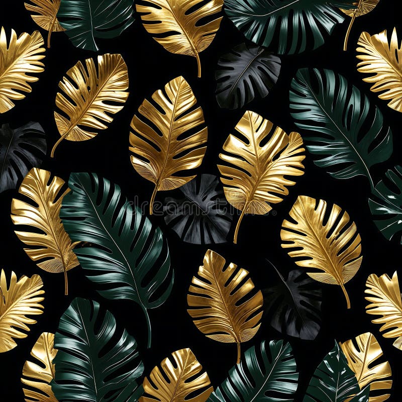 Seamless Tropical Leaf Pattern with Rich Textured Overlapping Design ...