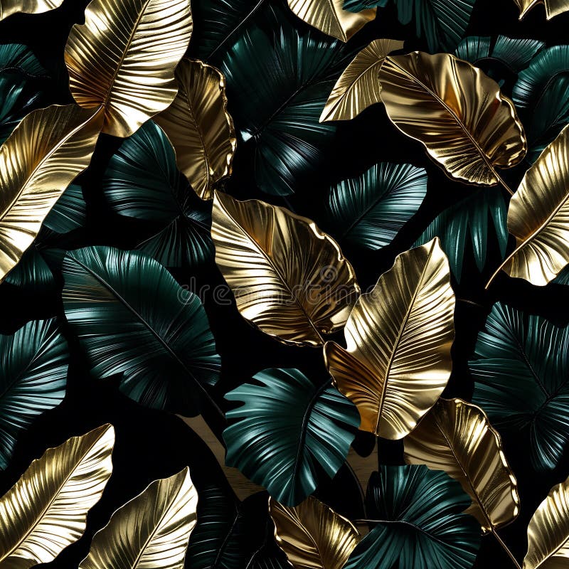 Seamless Tropical Leaf Pattern with Rich Textured Overlapping Design ...