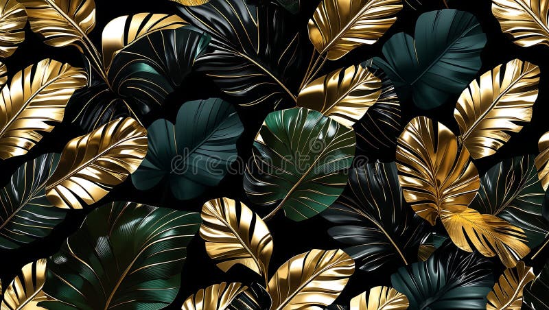 Seamless Tropical Leaf Pattern with Rich Textured Overlapping Design ...