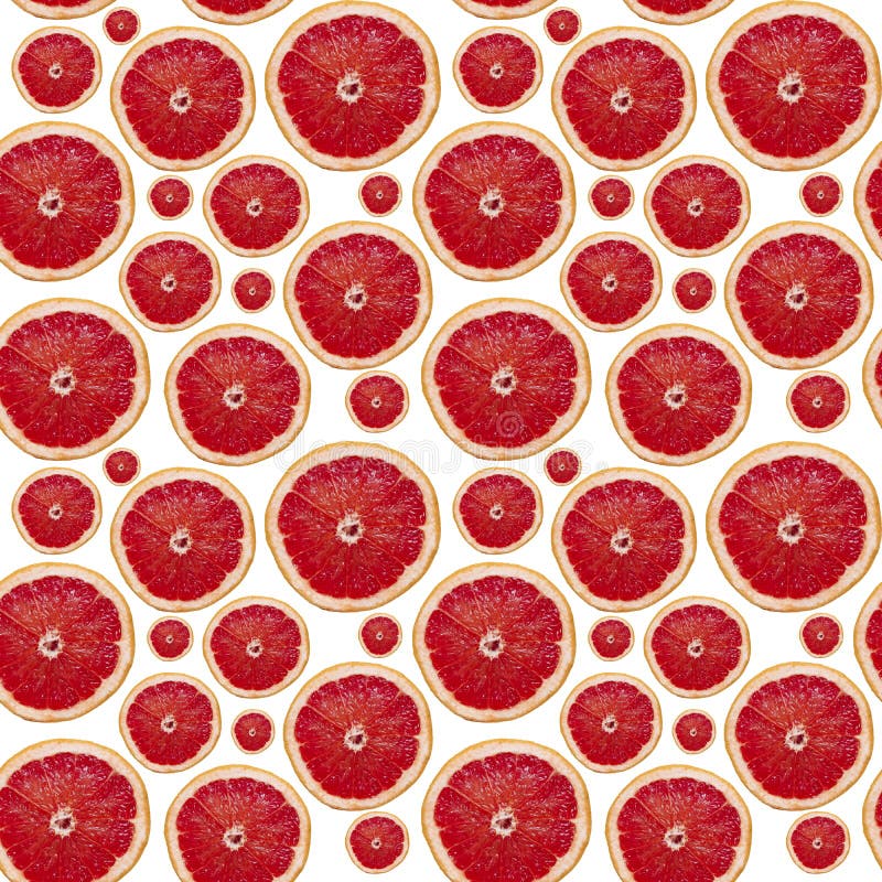 Seamless Tropical Pattern with Bright Red Grapefruit on White ...