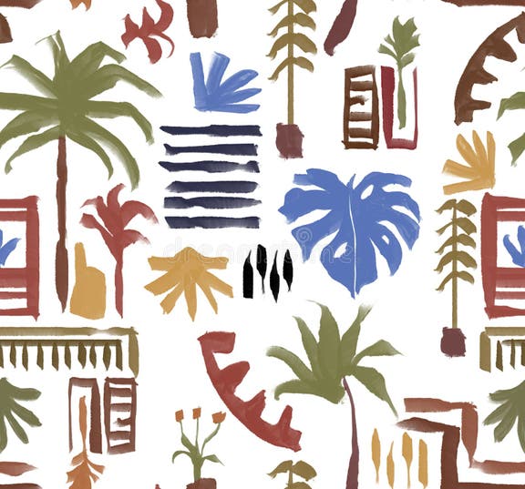 Seamless Tropical Pattern Design Stock Illustration - Illustration of circle, cute: 367124087