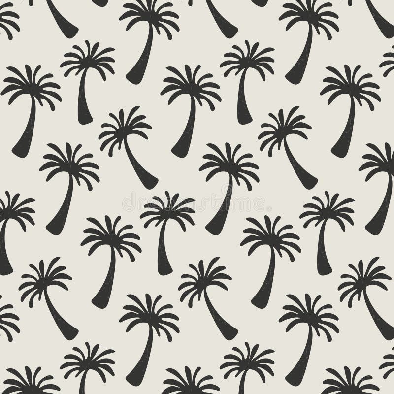 Seamless Tropical Pattern with Palm Trees in Vintage Style. Palm Trees in Retro Style Stock ...