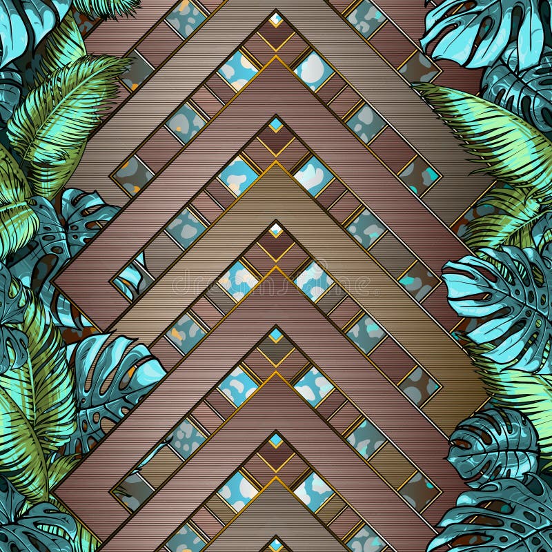 Seamless Tropical Texture from Tropical Leaves Monstera and Palm Trees ...