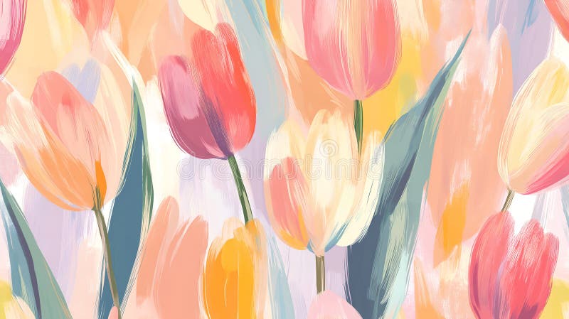 Seamless Tulips Pattern for Digital Print Design Stock Illustration ...
