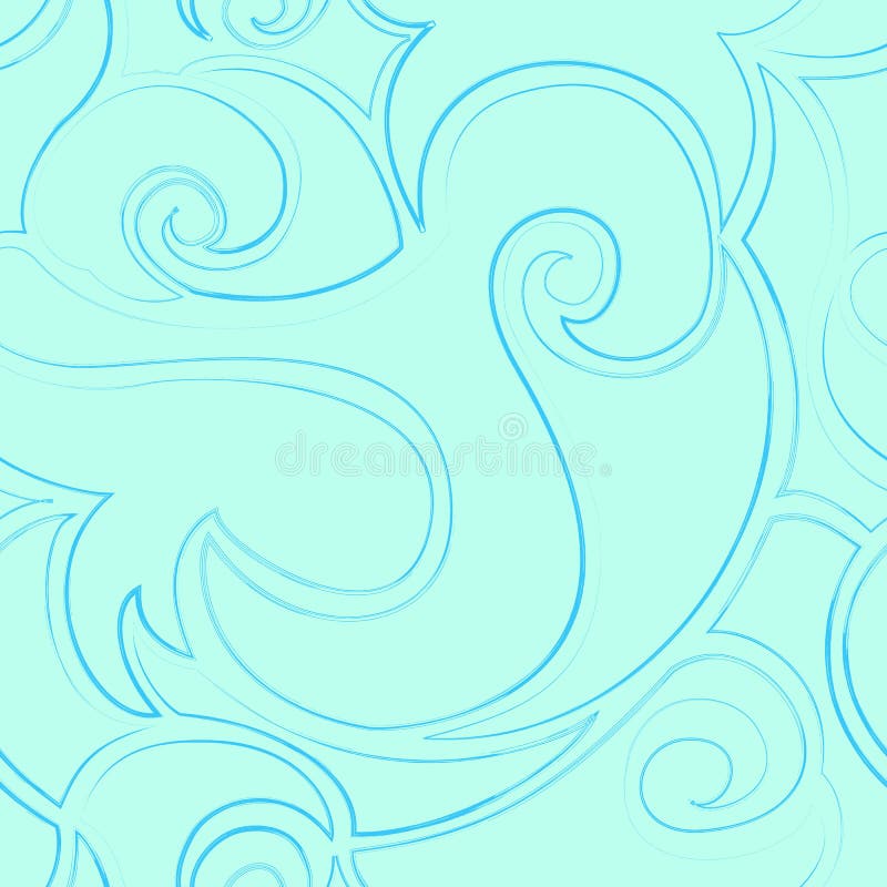 Turquoise Vector Seamless Pattern of Flowing Brush Strokes in the Form ...