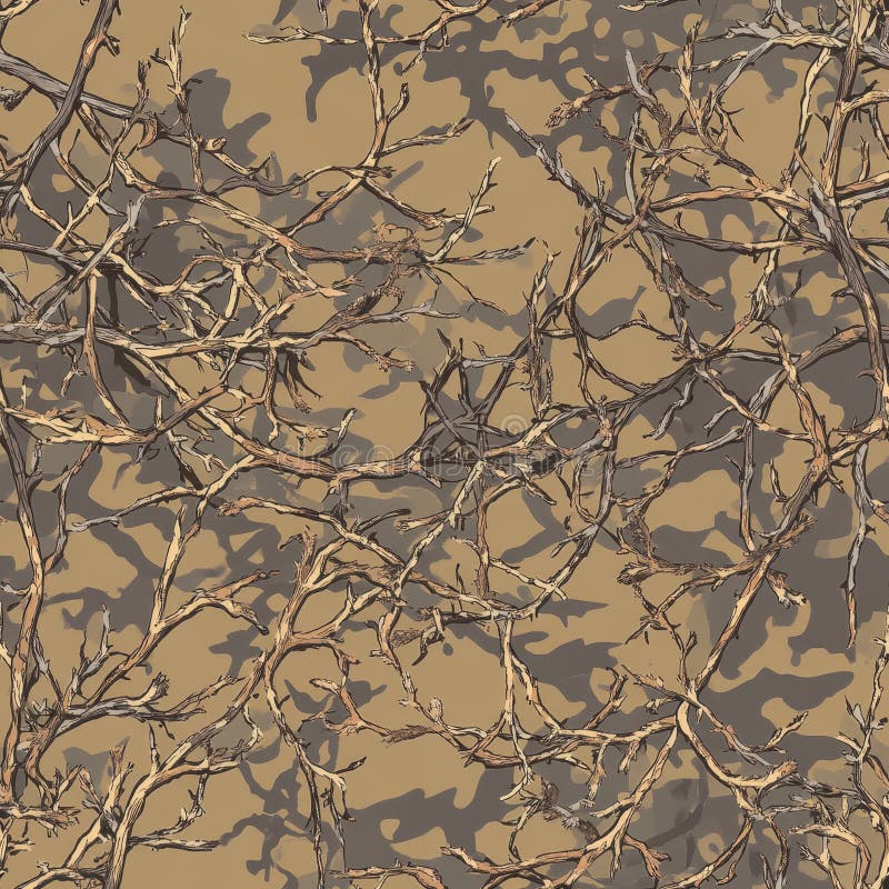 Seamless Twig Pattern on Camouflage Background Stock Photo - Image of ...