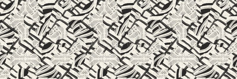 Seamless Two Tone Hand Drawn Brushed Effect Pattern Border Swatch Stock ...