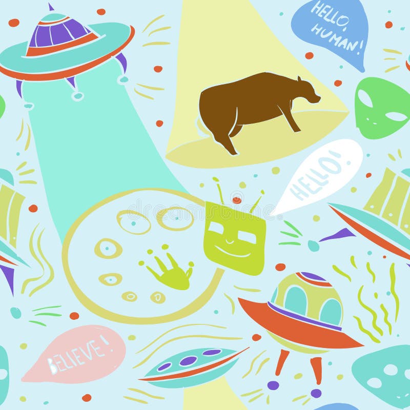 Seamless ufo pattern stock vector. Illustration of hello - 74872173