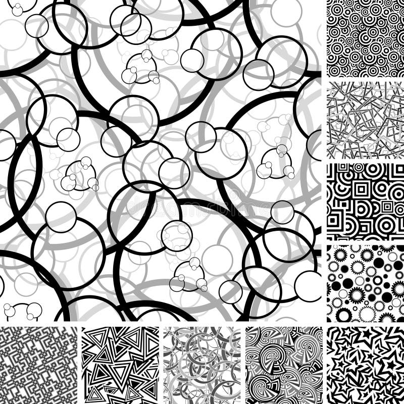 Seamless Uncolored Patterns Stock Vector - Illustration of abstract ...