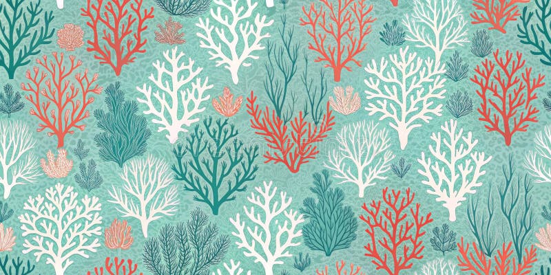 Seamless Underwater Coral Reef Pattern with Diverse Branching ...
