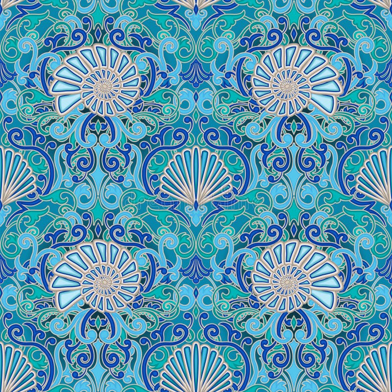 Seamless Underwater Pattern with Seashell. Vector Stock Vector ...