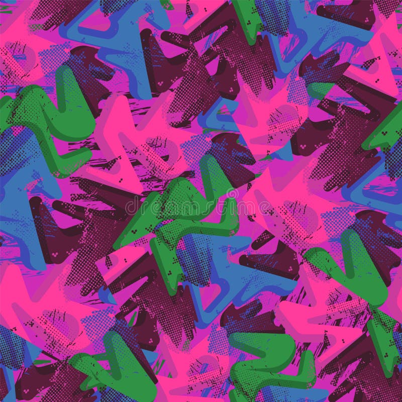 Seamless Unique Abstract Geometry Pattern with Wave Shapes Stock Vector ...