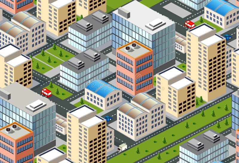 Seamless Urban Plan Pattern Map. Isometric Night Neon Stock Vector ...