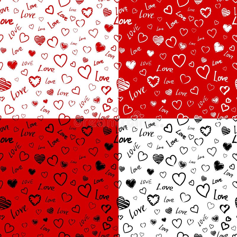 Seamless Valentine Backgrounds Set, Stock Vector - Illustration of ...