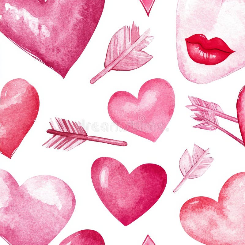 A Seamless Valentine S Day Pattern Featuring Red and Pink Lips ...