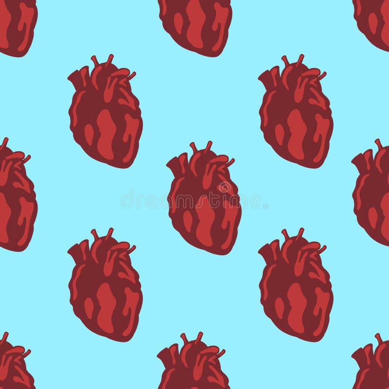 Seamless Valentines Day Pattern with Realistic Human Heart. for ...
