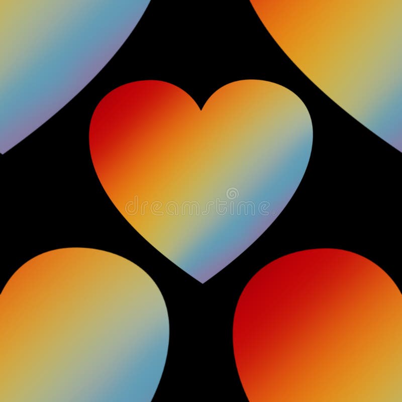 Seamless Valentines Pattern with Gradient Hearts on Black Background ...