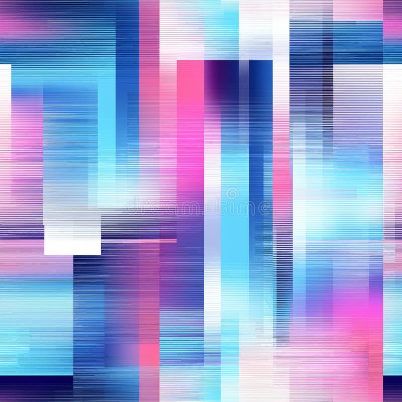 Seamless Vaporwave Pattern with Glitchy Geometric Shapes and Chrome ...