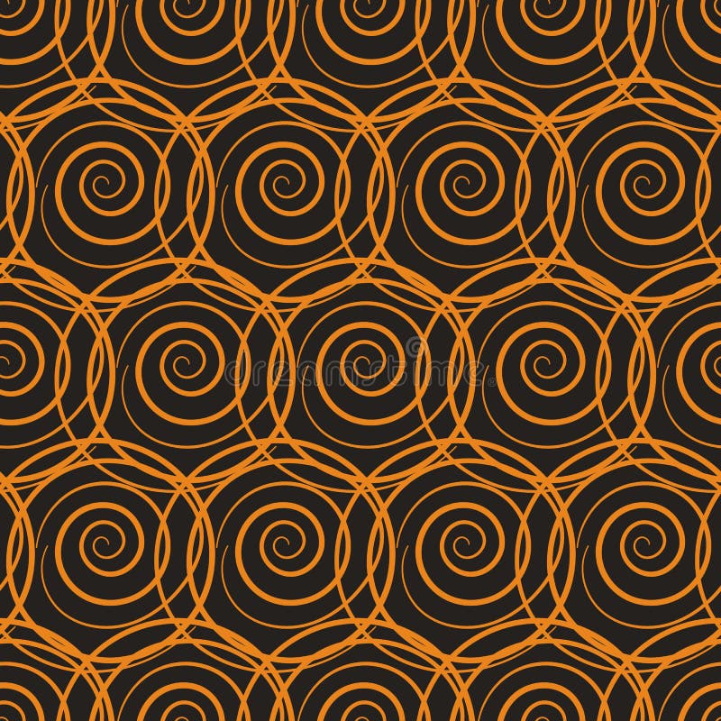 Seamless Vector Abstract Netting Pattern with Orange Circles on a Dark ...