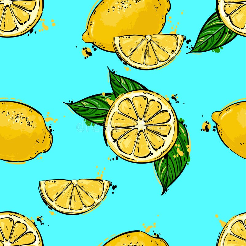 Seamless Vector Abstract Pattern with Lemons Stock Vector ...