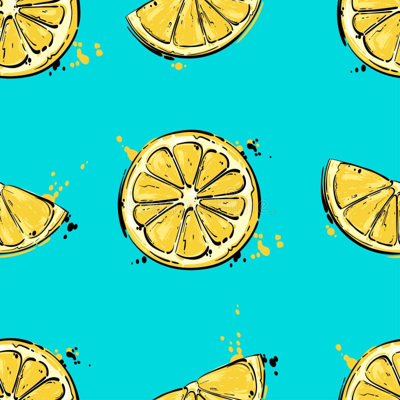 Seamless Vector Abstract Pattern with Lemons Stock Vector ...