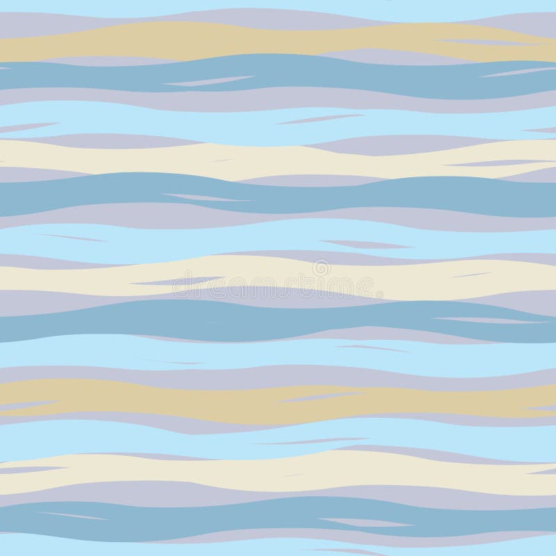 Seamless Vector Abstract Pattern with Painted Waves in Pastel Blue and ...