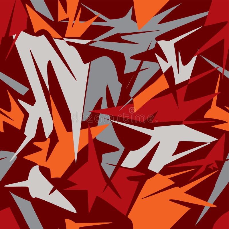 Seamless Vector Abstract Pattern in Red, Orange and Grey Stock ...