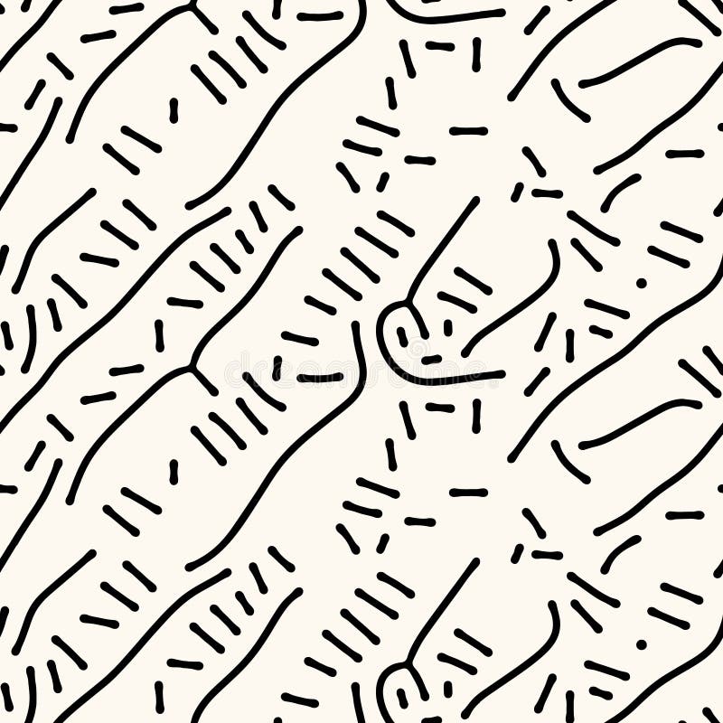 Seamless Vector Abstract Pattern with Rounded Irregular Lines, Inspired ...