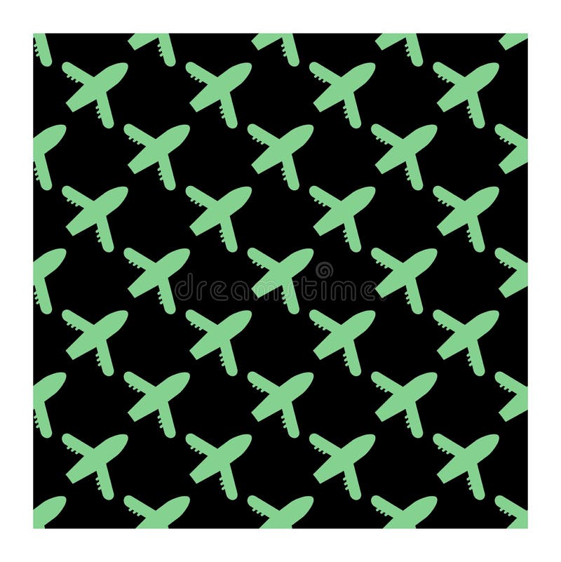 Seamless Airplane Pattern in Green Color. Flat Simple Style for Any Web ...