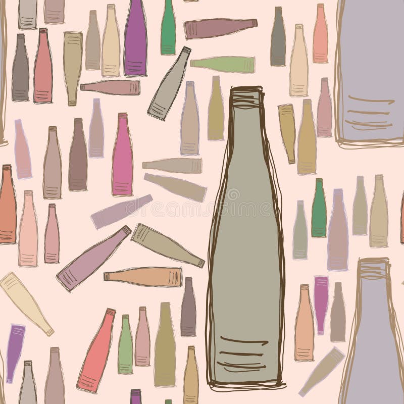 Seamless Vector Artwork, Abstract Bottle Illustrations Background,hand ...