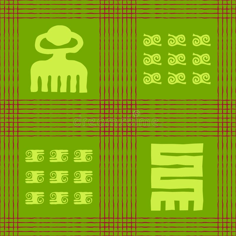 Seamless Vector Authentic Fabric Pattern with African Adinkra Symbols ...