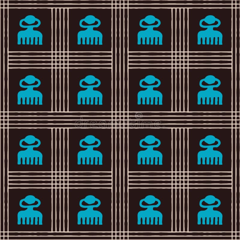 Seamless Vector Authentic Fabric Pattern With African Adinkra Symbols
