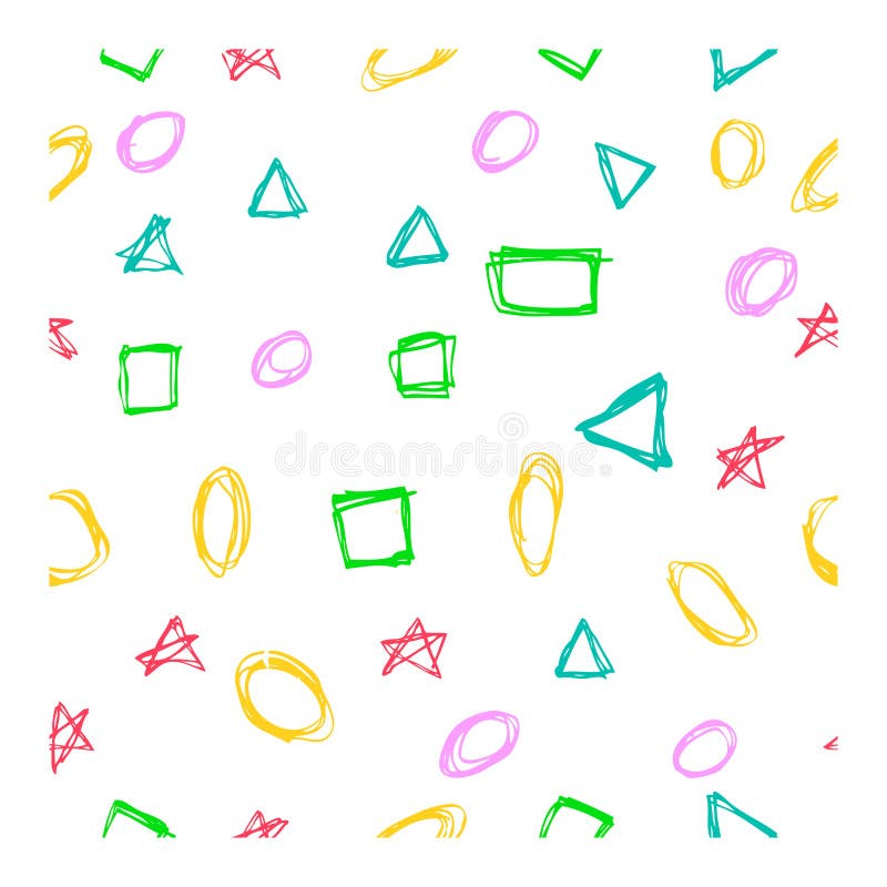 Seamless Vector Background Basic and Star Shape Hand Draw Sketch Stock ...