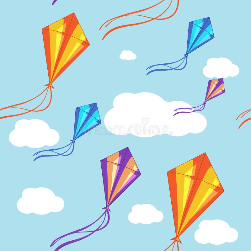 Background with a Kite, Seamless Texture Stock Vector - Illustration of ...