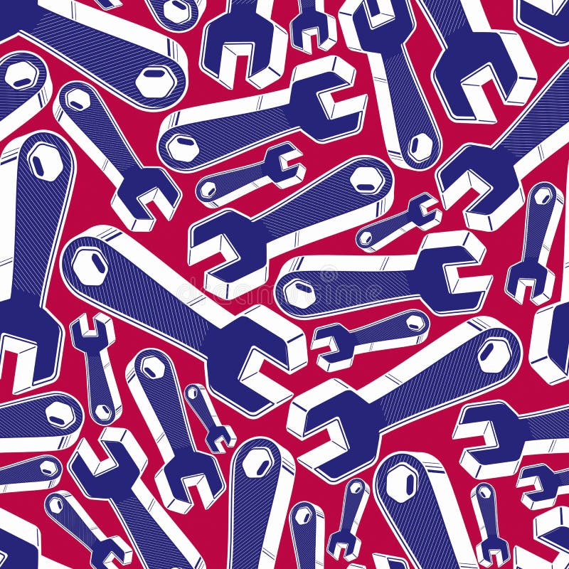 Seamless Vector Background with Detailed 3d Wrenches. Work Tools Stock ...