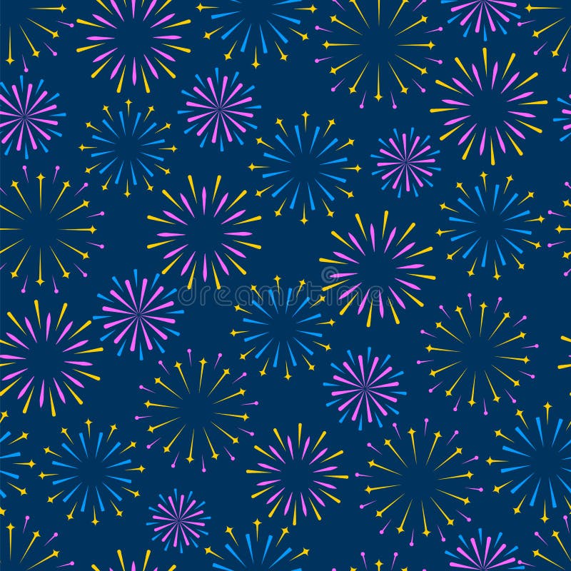 Seamless Fireworks Background Stock Illustration - Illustration of ...