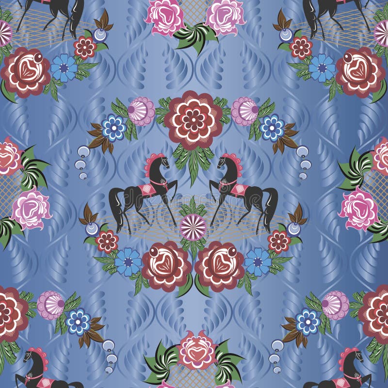 Seamless Vector Background with Folk Russian Patterns for the De Stock ...