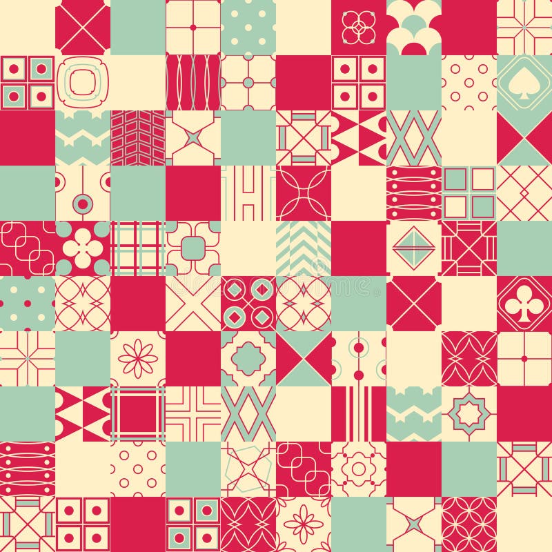 Seamless Vector Background in Patchwork Style with Geometric Pat Stock ...